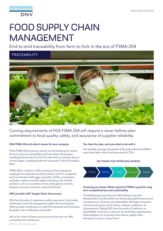 FSMA 204: Milestone for food supply chain management